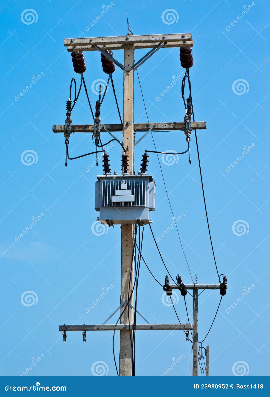 Transformer with a Sky Background. Stock Photo - Image of electricity ...