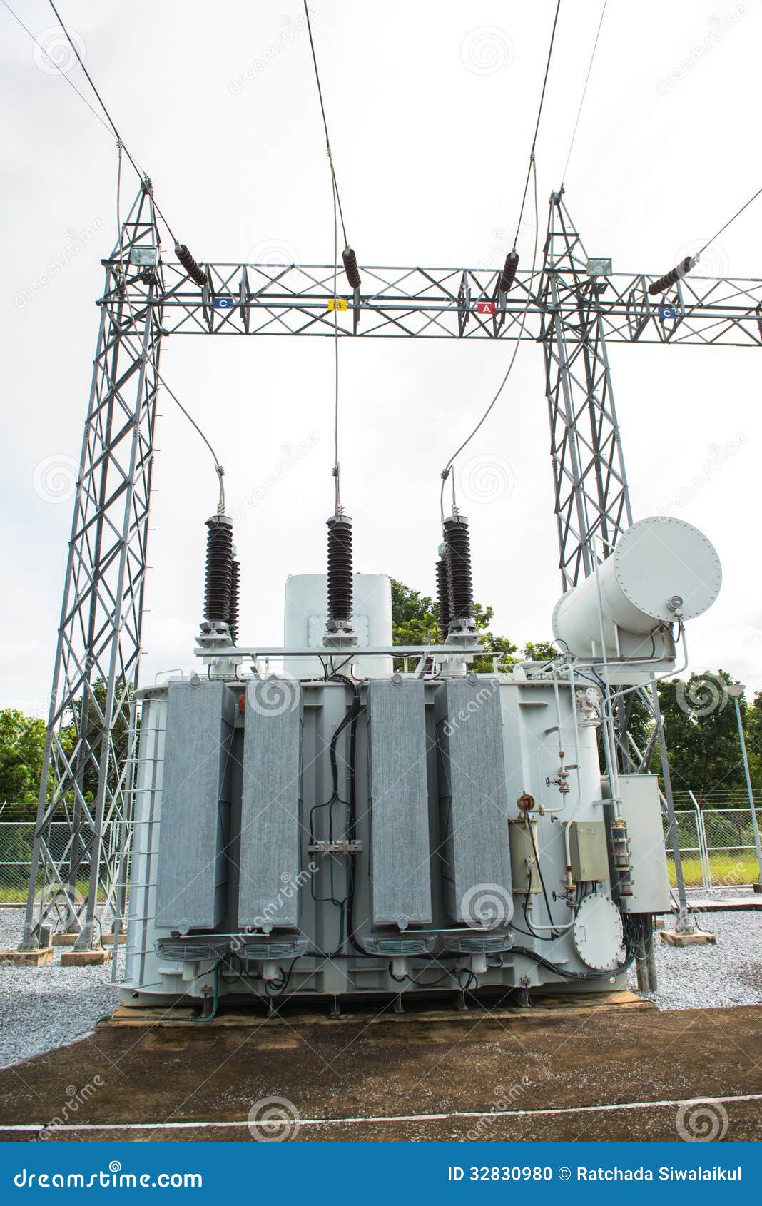 Transformer station stock photo. Image of high, cable - 32830980