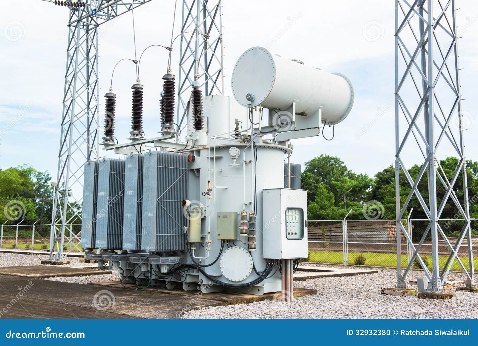 Transformer Station and High Voltage Electric Pole Stock Photo - Image ...