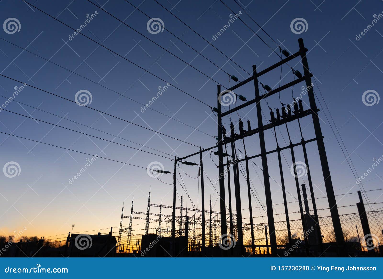 Transformer Station at Sunset Stock Photo - Image of night, electricity ...