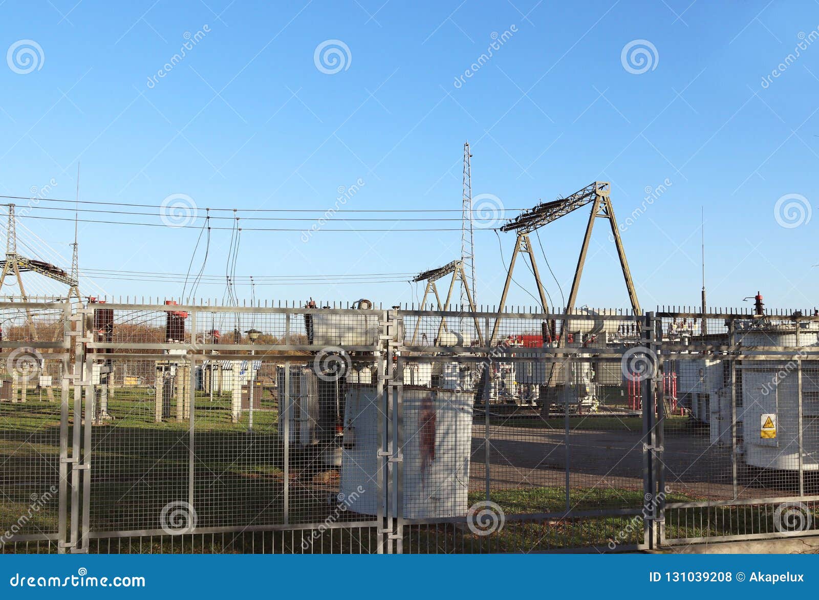 Transformer Substation High Voltage Electrical Network. Industrial ...