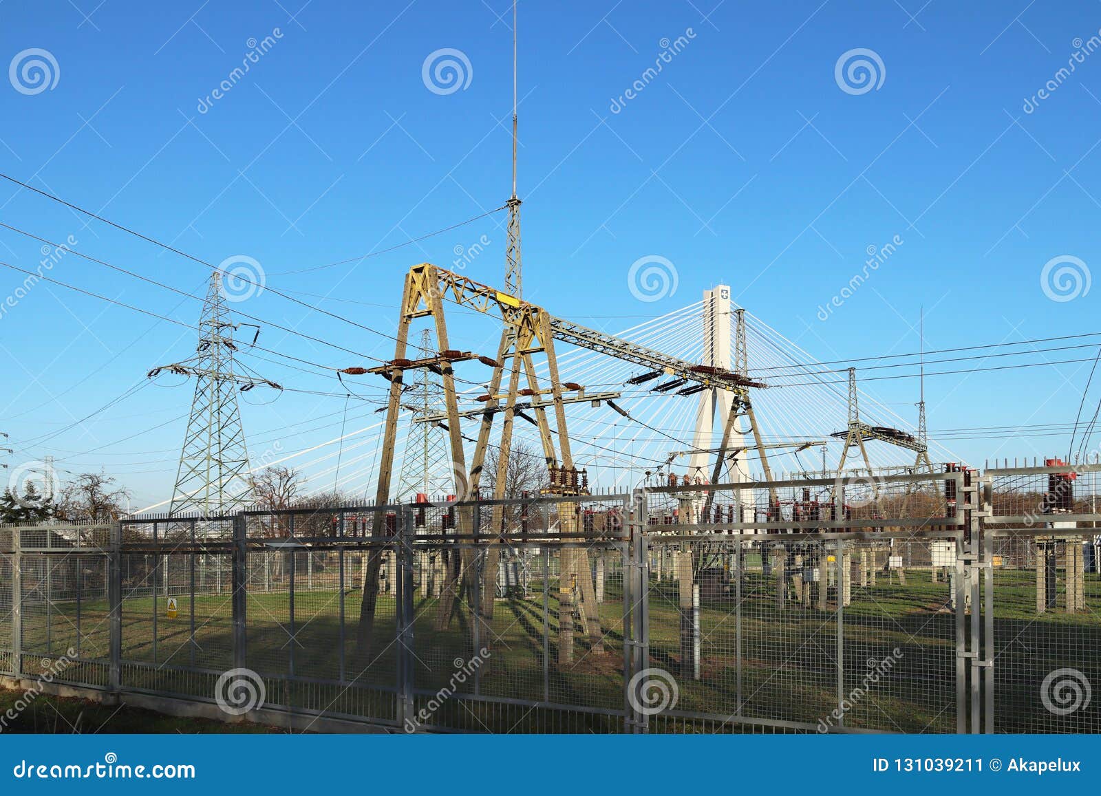 Transformer Substation High Voltage Electrical Network. Industrial ...