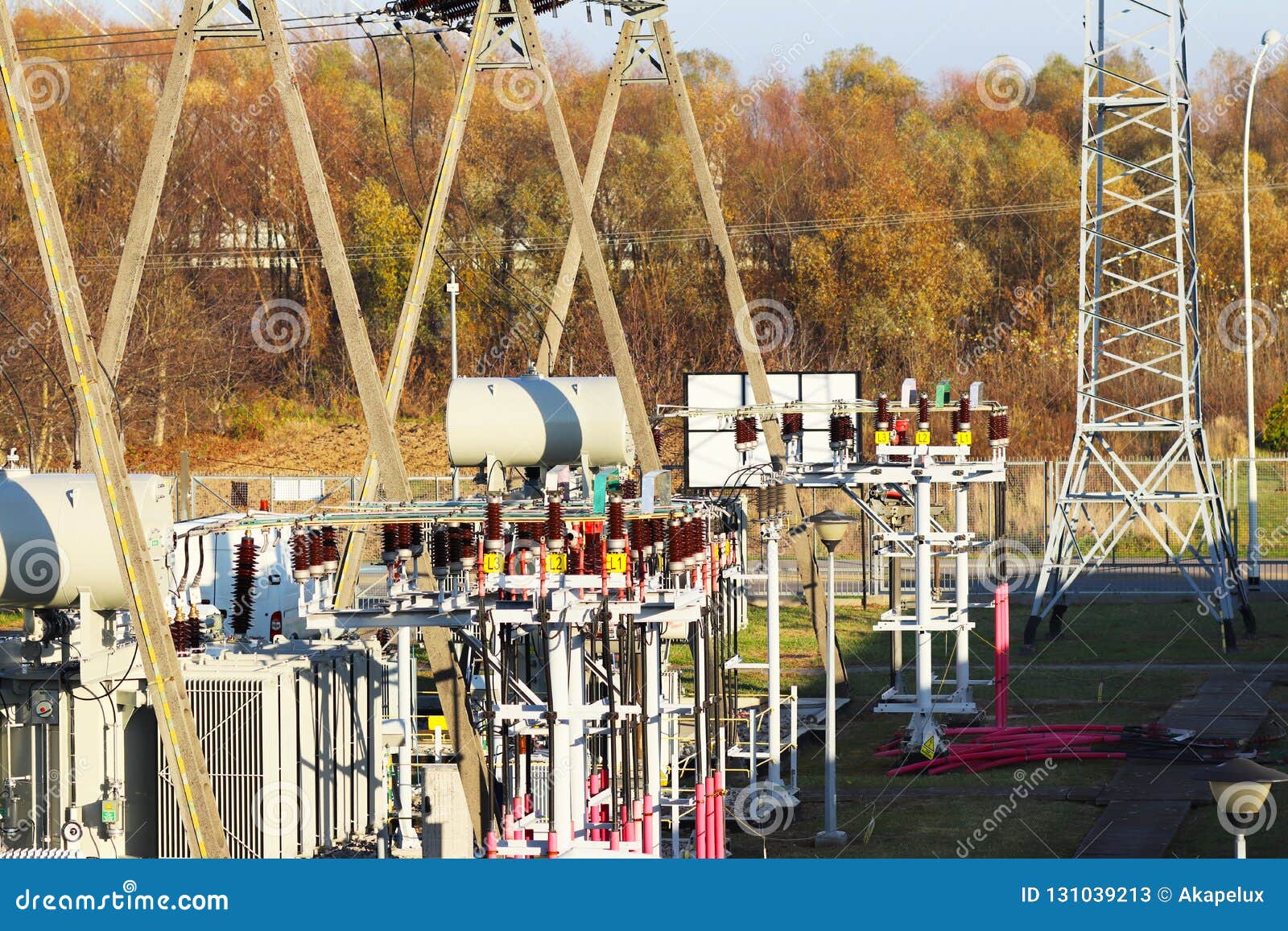 Transformer Substation High Voltage Electrical Network. Industrial ...