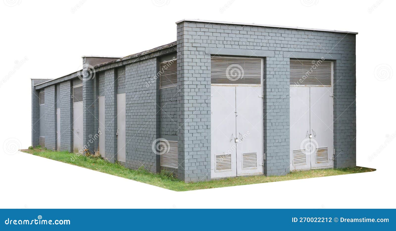 Transformer Substation Made of Bricks and Painted Gray. Isolated Stock ...