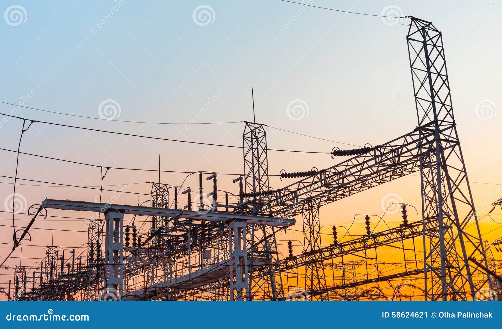 Transformer substation stock image. Image of evening - 58624621