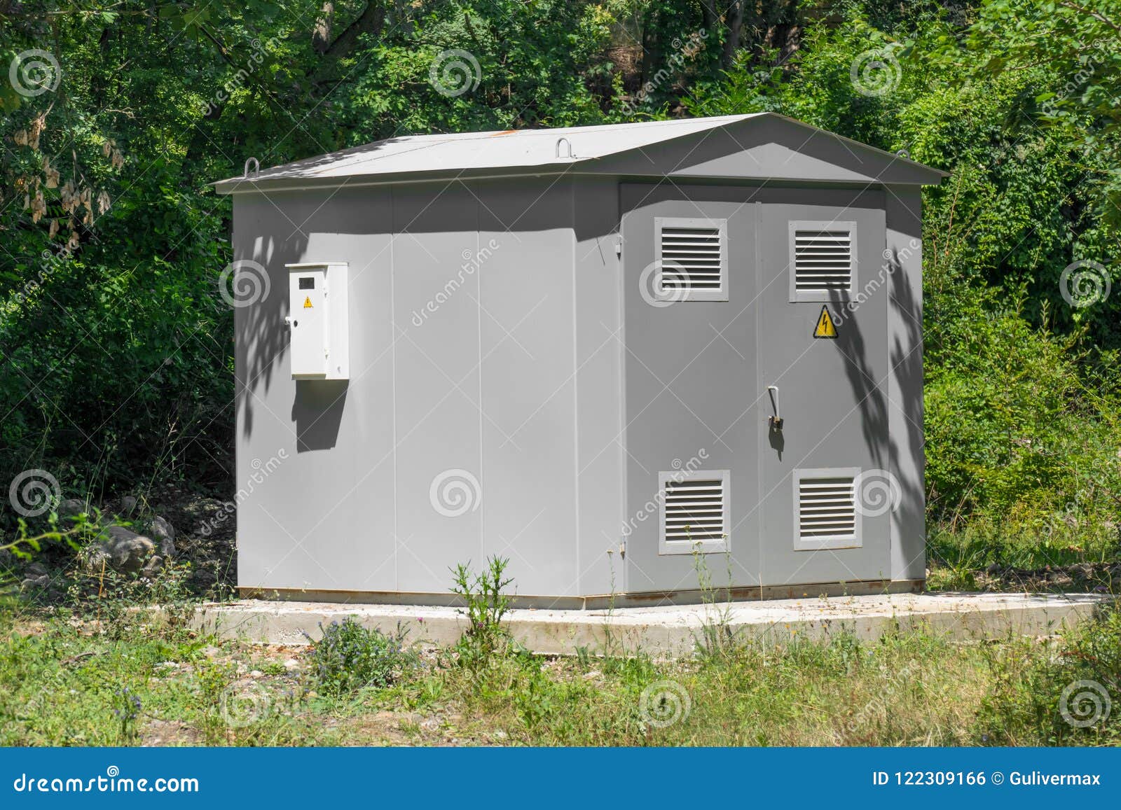 Transformer Vault in Forest Stock Photo - Image of electricity, built ...