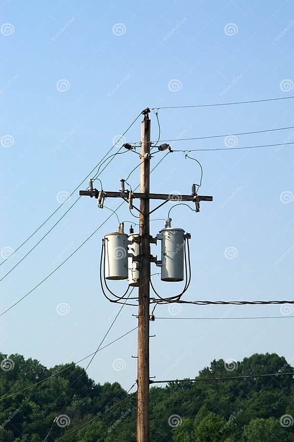 Transformers on a pole stock photo. Image of wires, cables - 9634