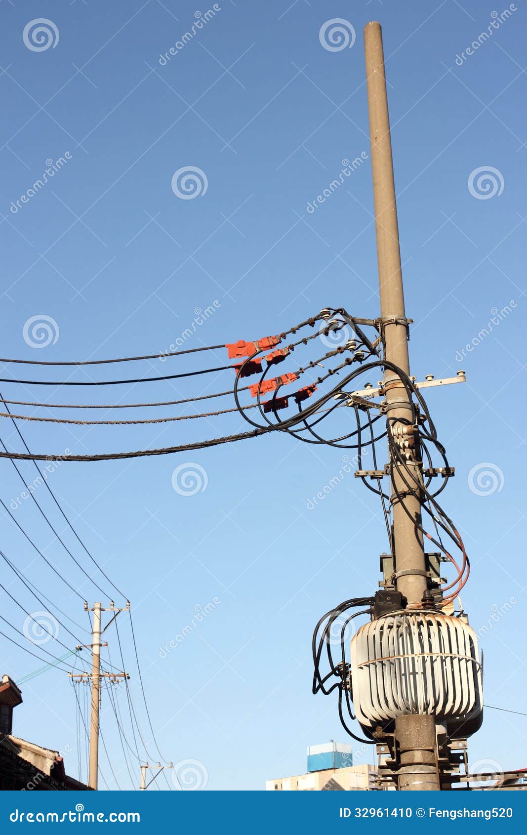 Transformers on poles stock photo. Image of poles, nature - 32961410