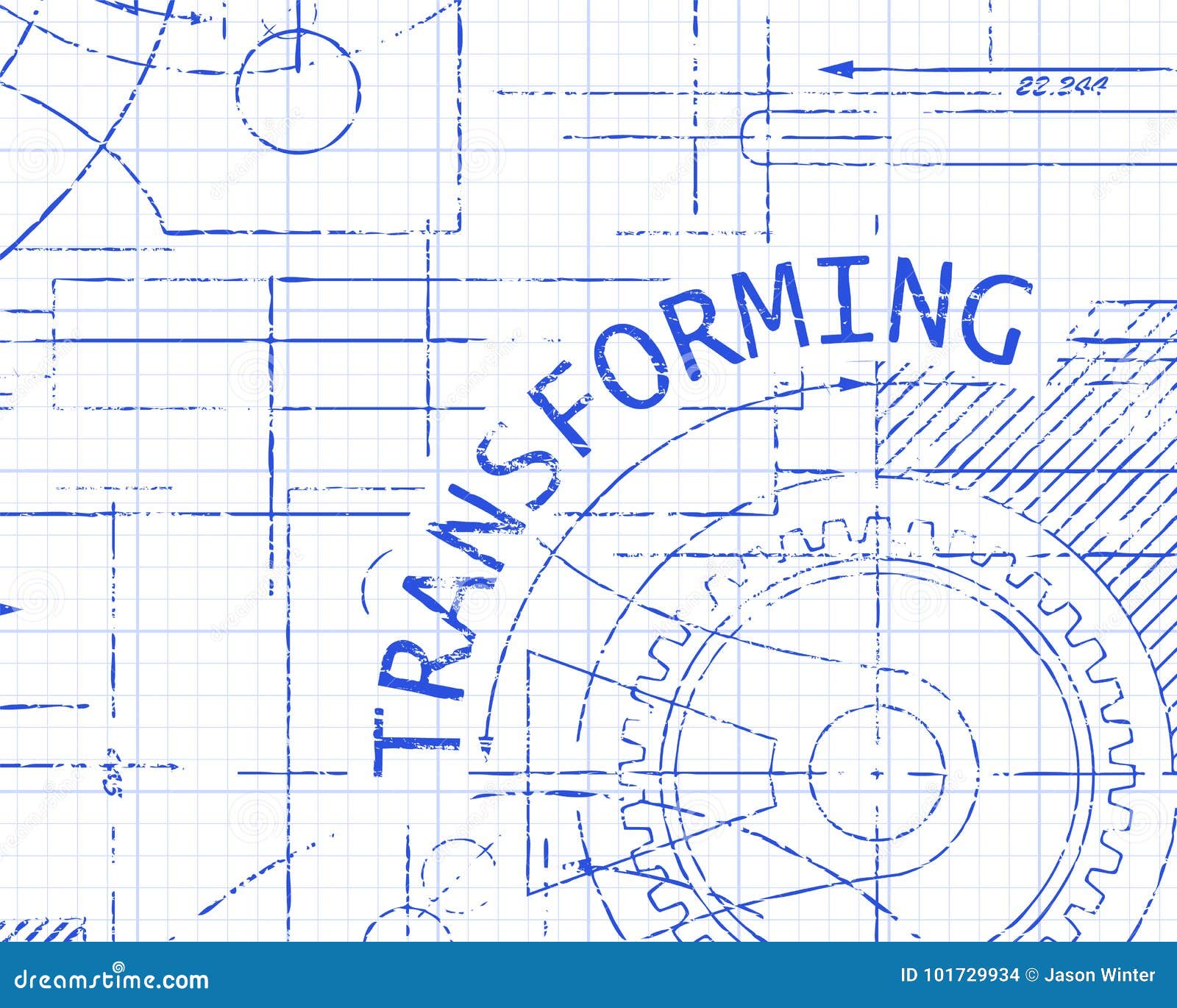Transforming Blueprint Machine Cartoon Vector | CartoonDealer.com #86153741