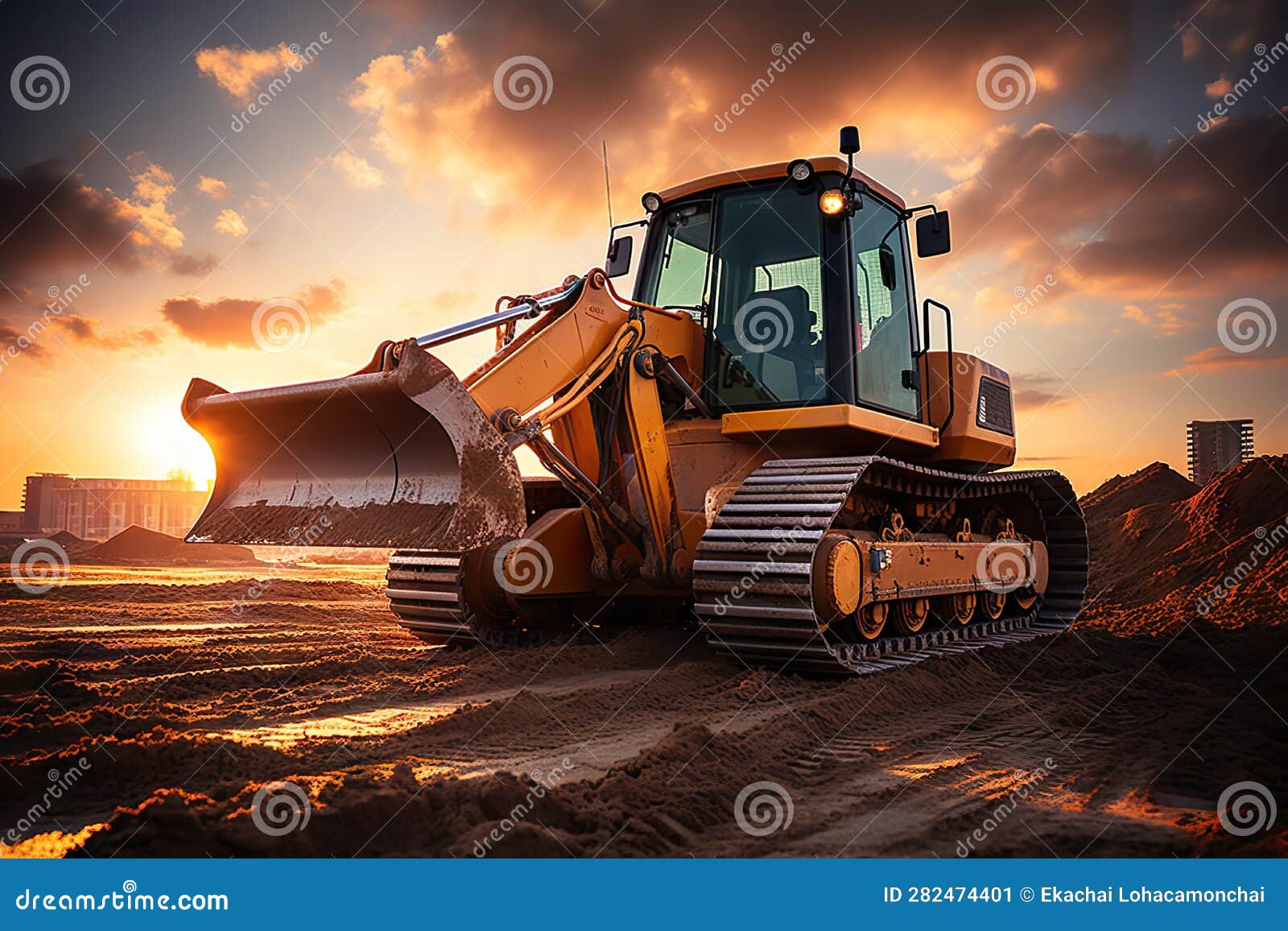 Transforming Landscapes Dozer in Action at Construction Site during ...
