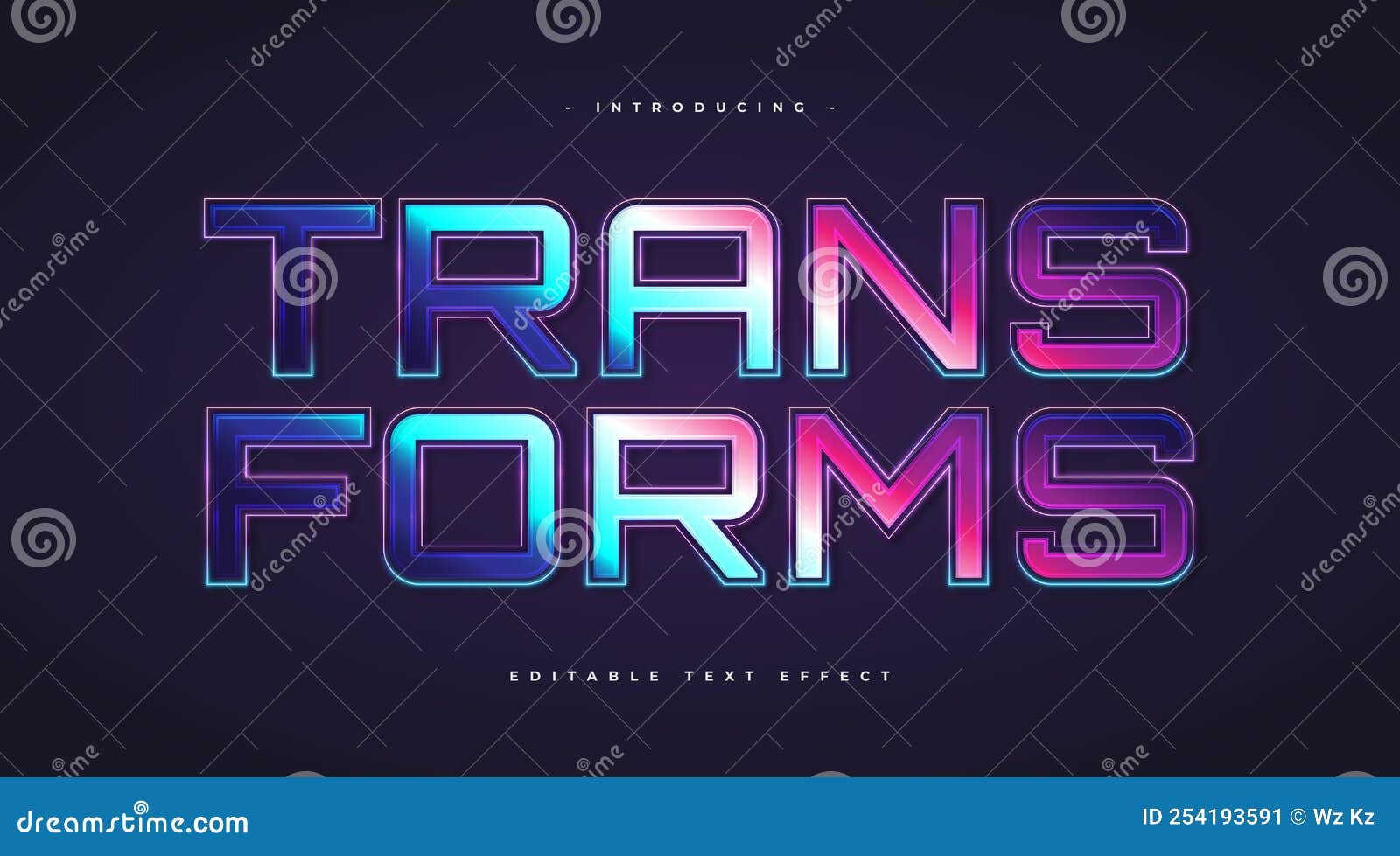Transforms Text in Colorful Style with Glowing Effect Stock Vector ...
