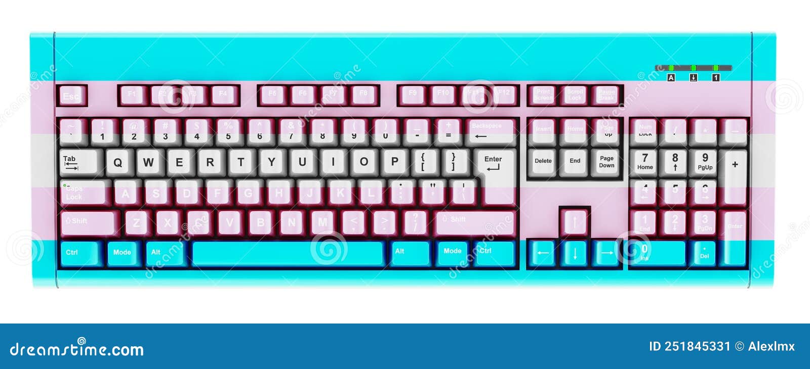 Transgender Flag Painted on Computer Keyboard. 3D Rendering Stock ...