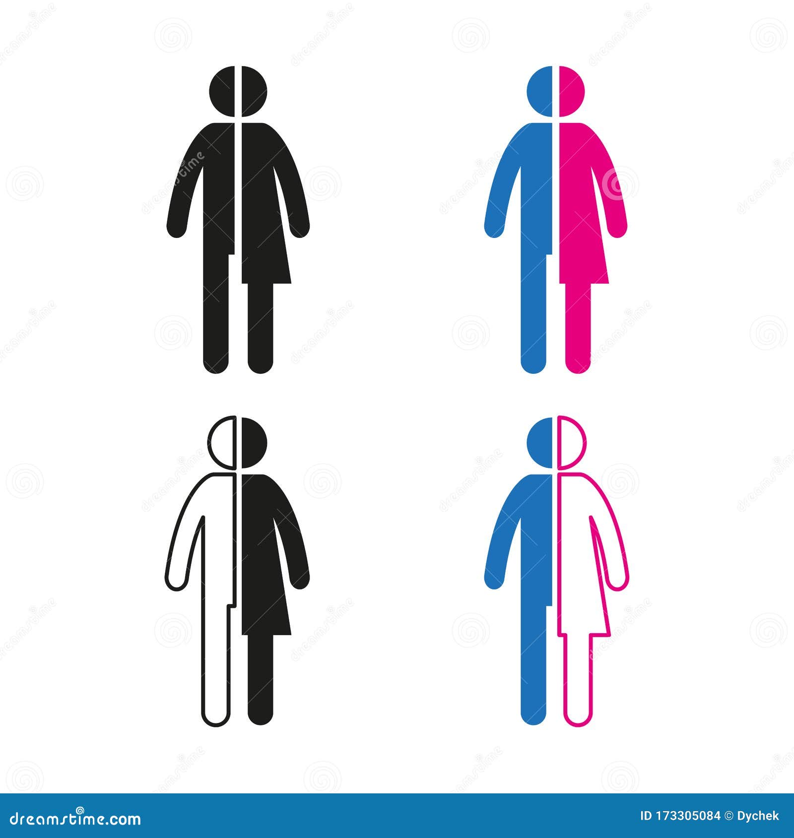 Transgender Icon Concept. Sign Of Toilet For Transgender. WC Symbol For ...