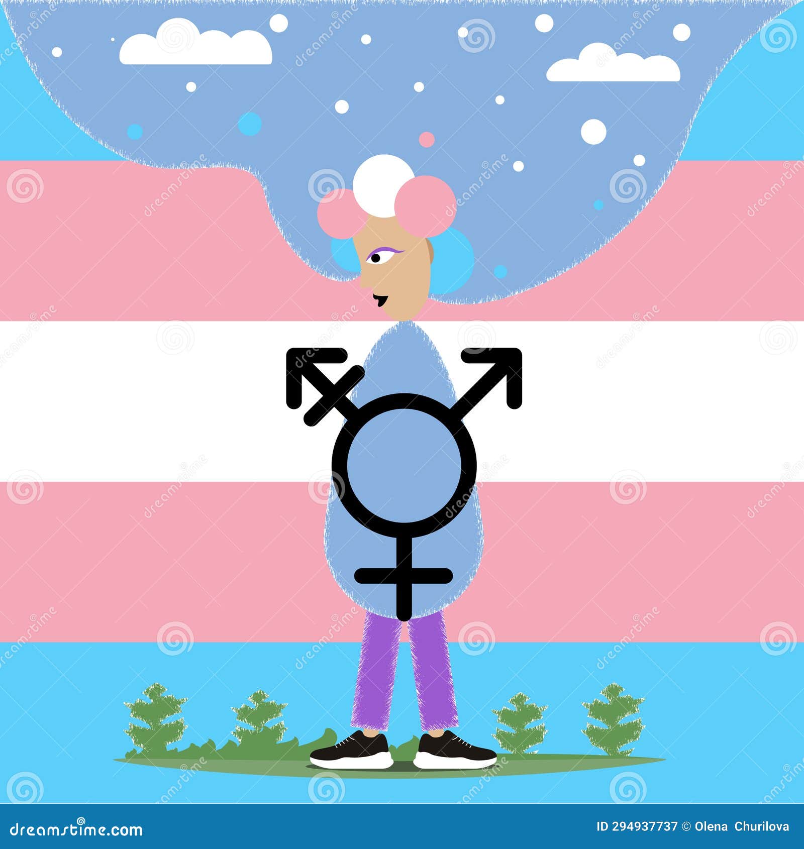 Transgender Symbol and Transgender Flag .Transgender People. Stock ...