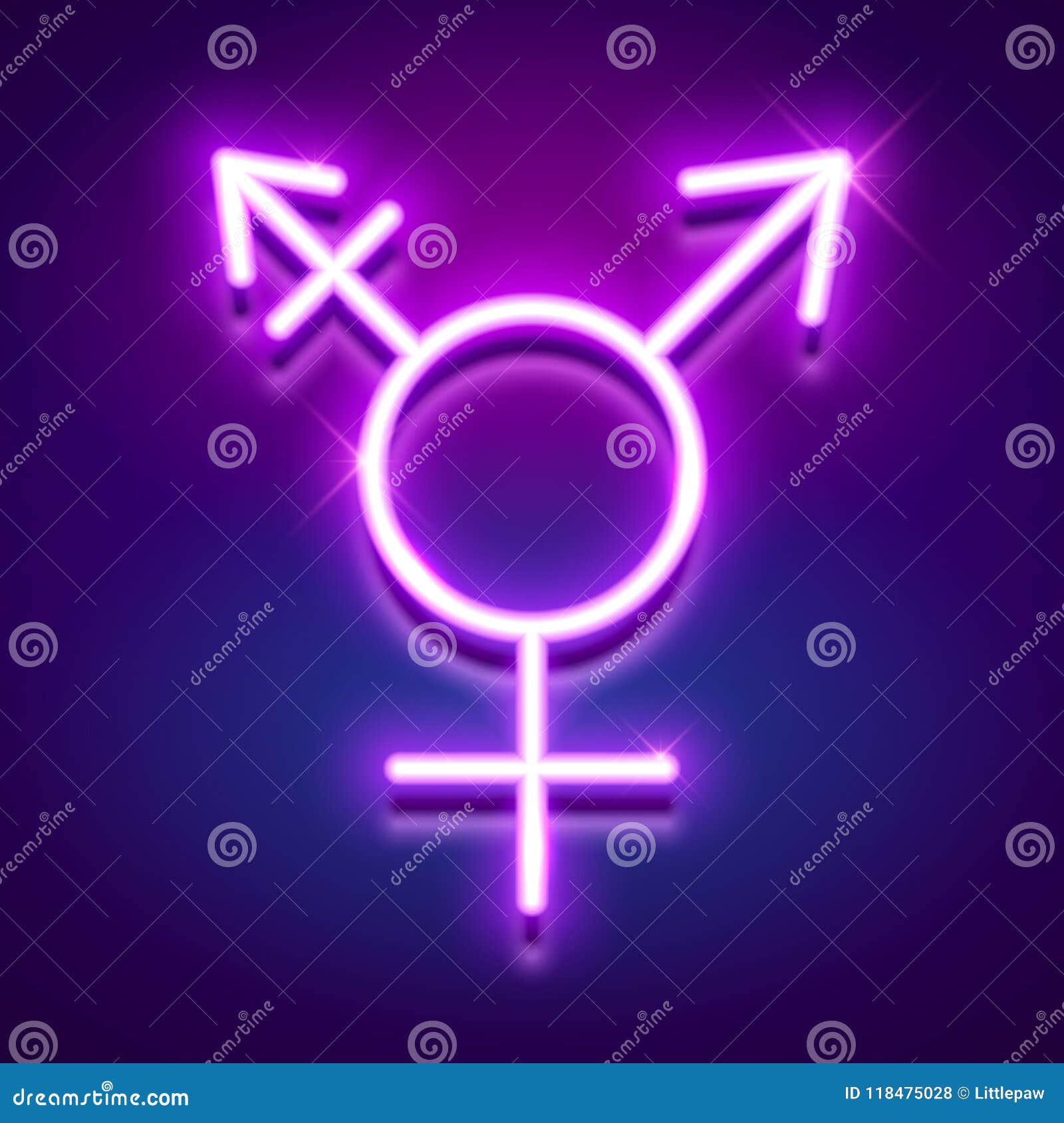 Transgender Symbol, Neon Glowing Icon, Vector Illustration Stock Vector ...