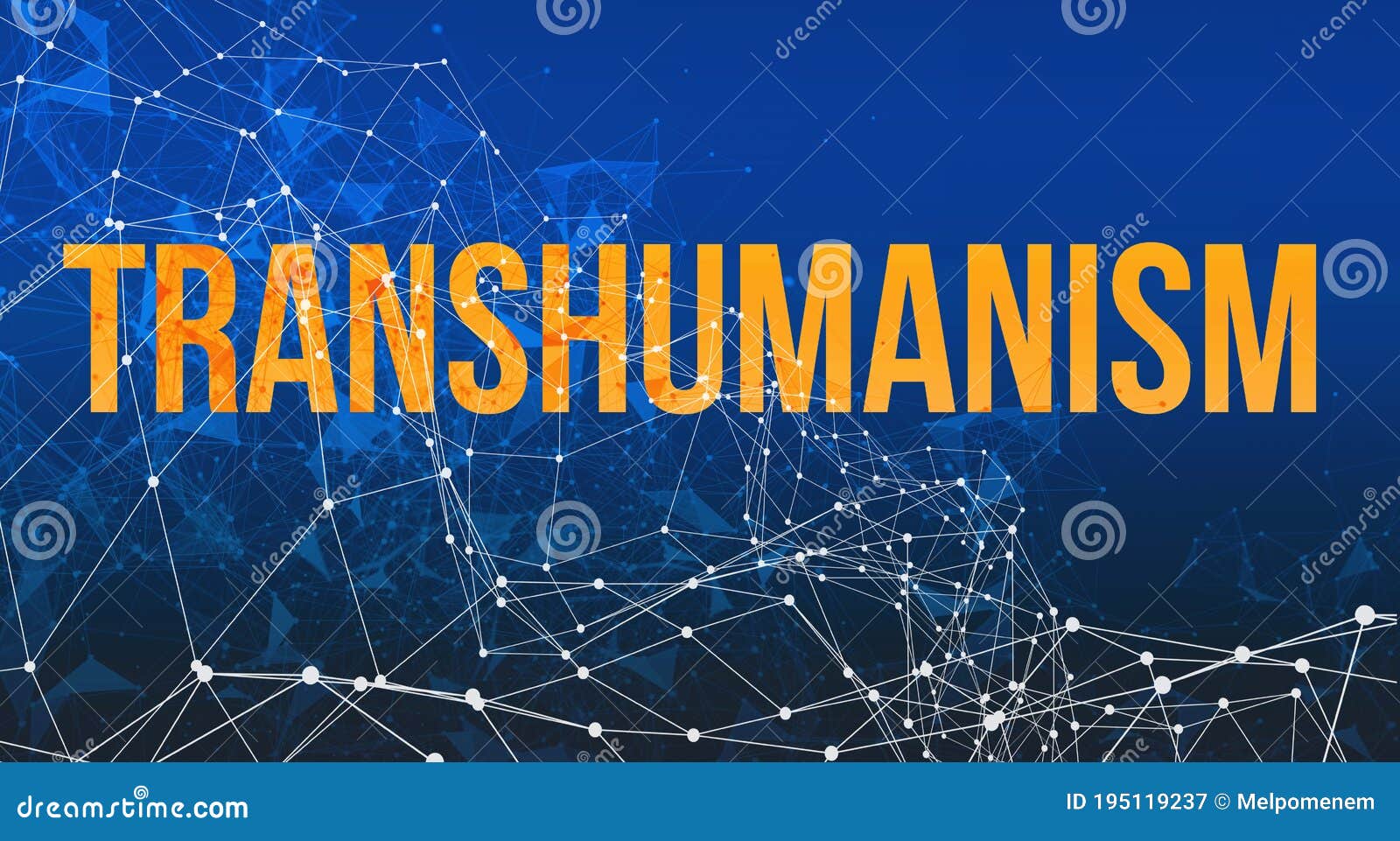 Transhumanism Theme with Abstract Network Lines Stock Illustration ...