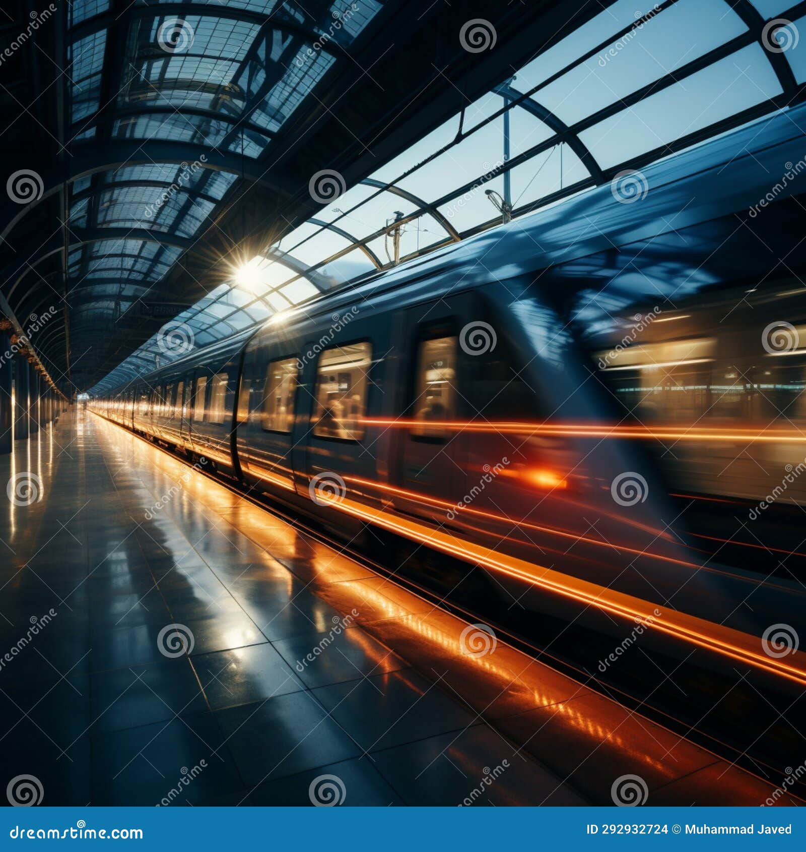 Transient Rush Motion Blur Frames High Speed Trains Passage Through ...