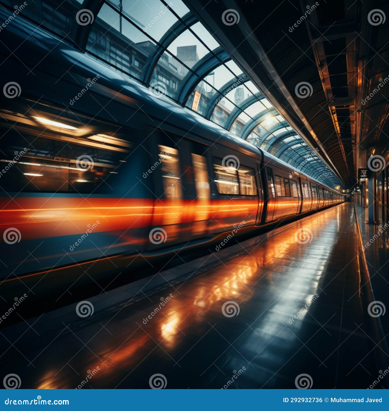 Transient Rush Motion Blur Frames High Speed Trains Passage through ...
