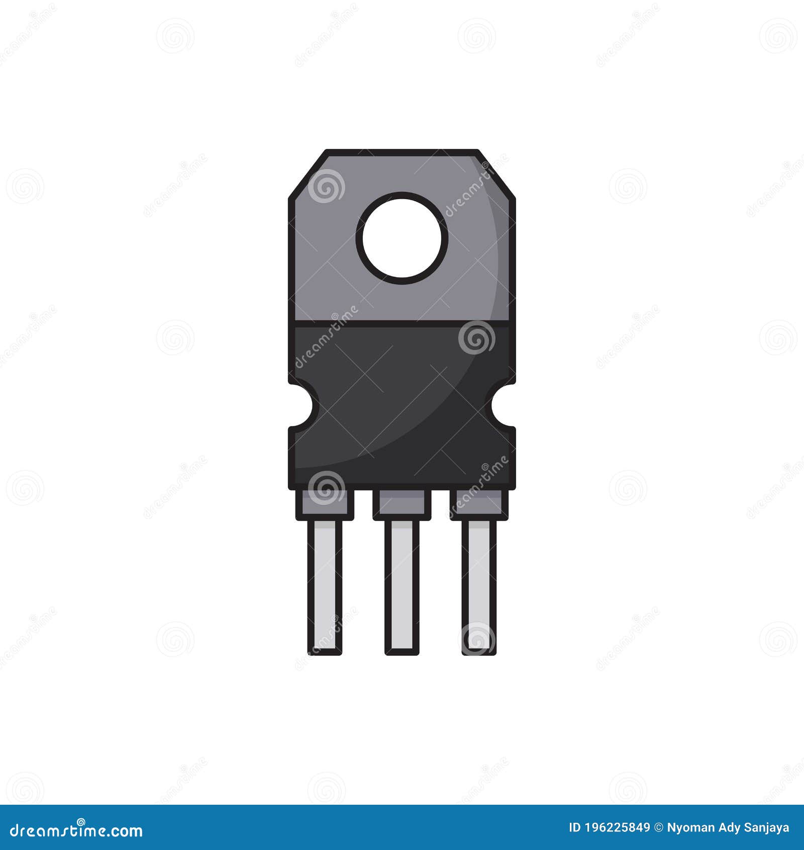 Transistor Chip Vector Icon Symbol Electronic Component Isolated on ...