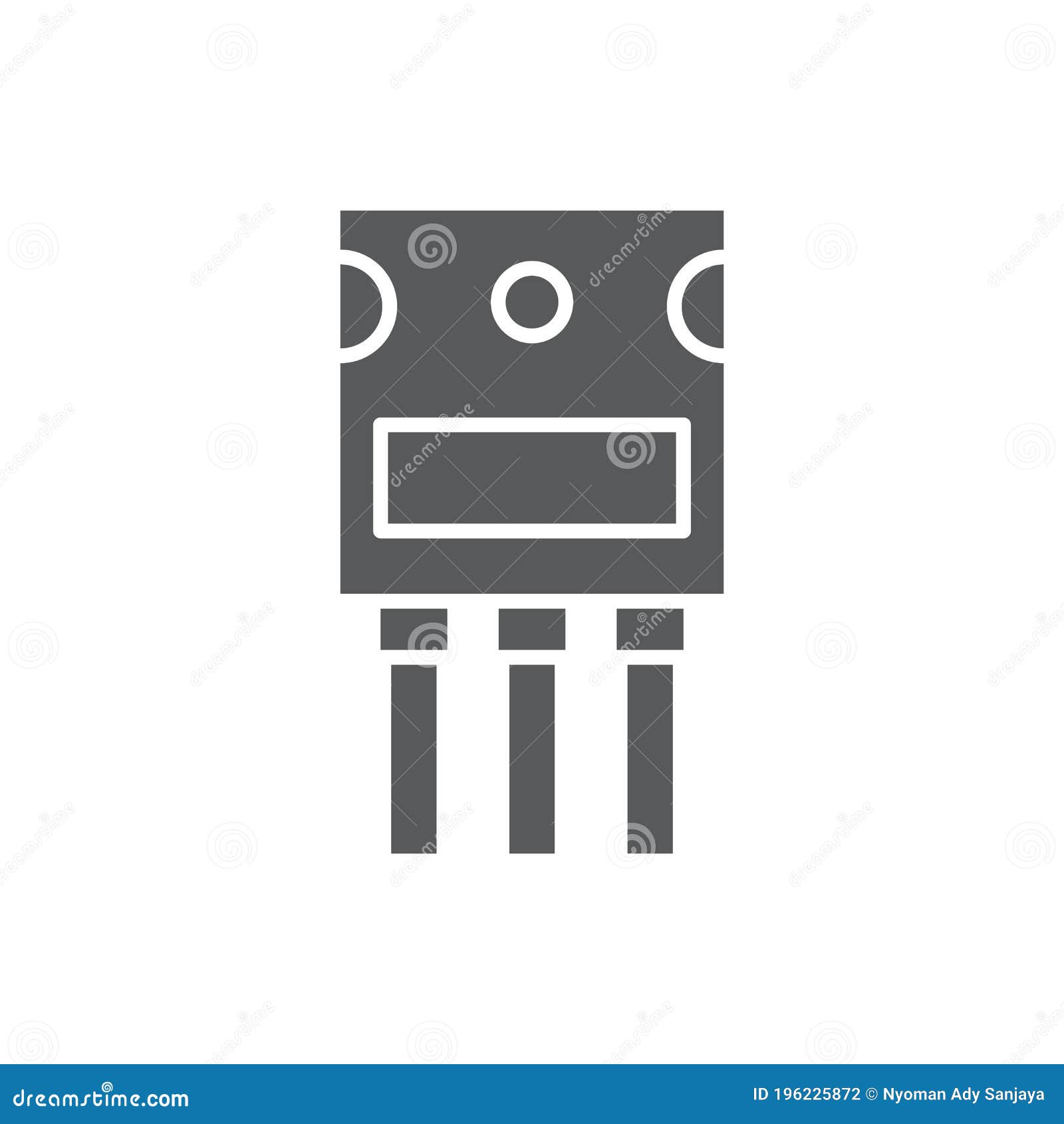 Transistor Chip Vector Icon Symbol Electronic Component Isolated on ...