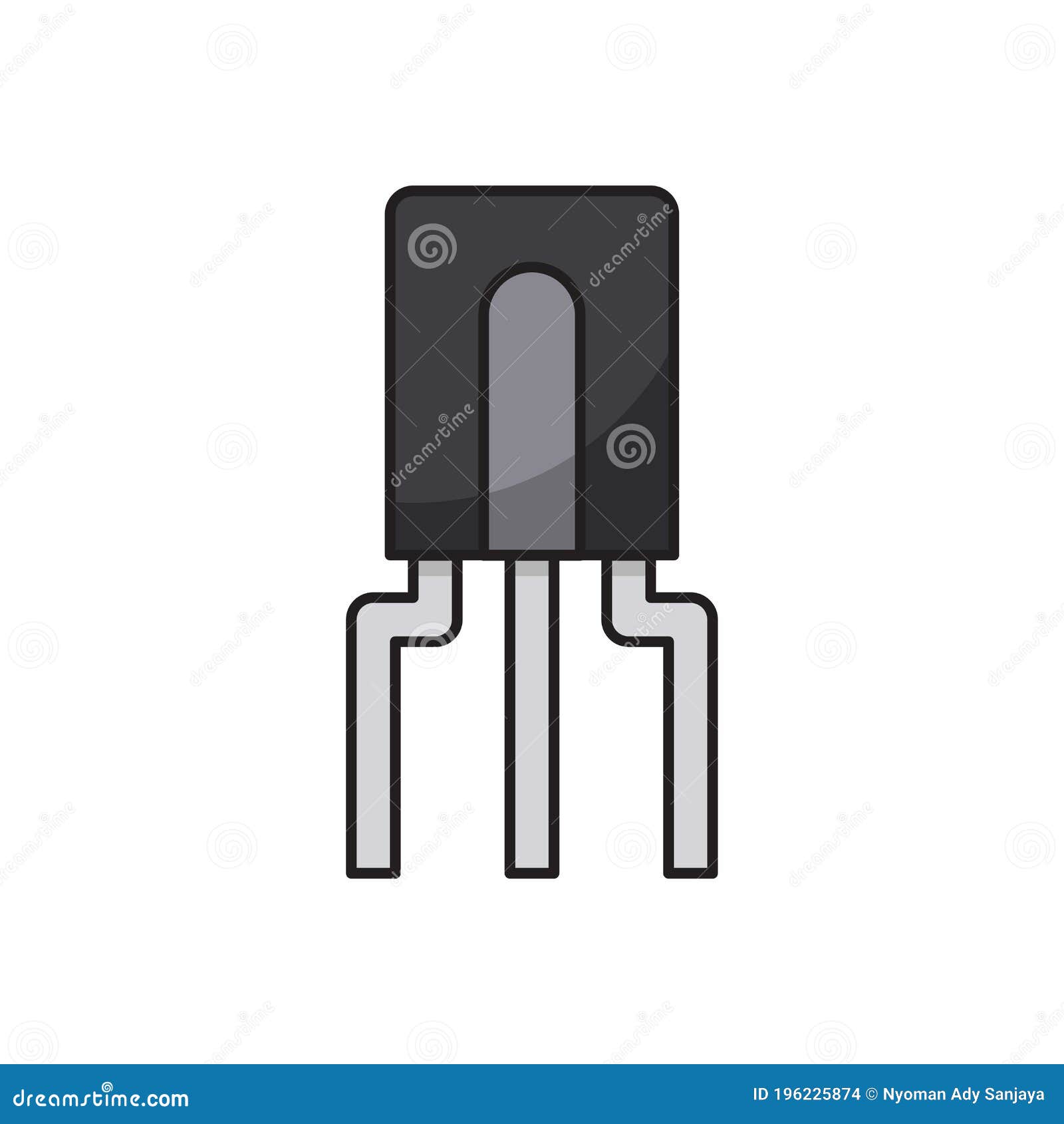 Transistor Chip Vector Icon Symbol Electronic Component Isolated On ...