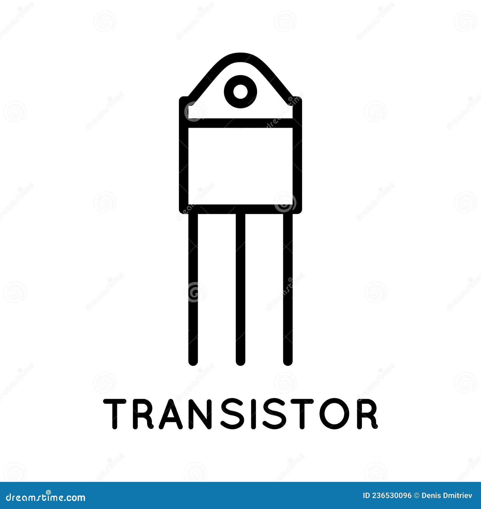 Transistor Line Icon, Electronic Component in Simple Style Isolated on ...