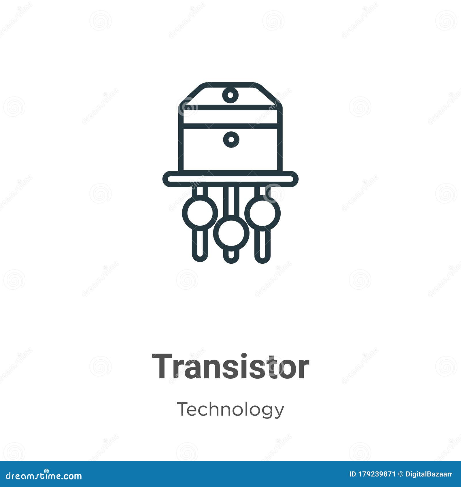 Transistor Outline Vector Icon. Thin Line Black Transistor Icon, Flat ...