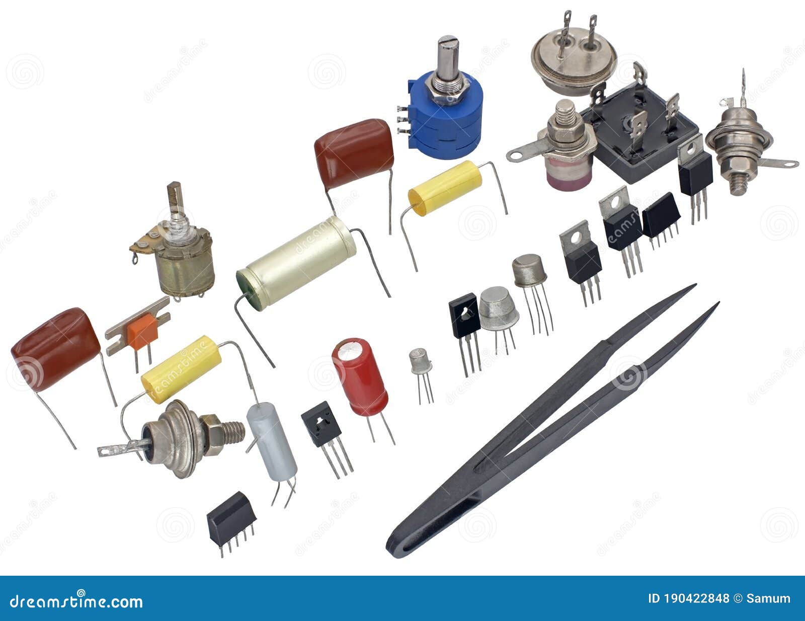Transistors Different Type on a White Stock Photo - Image of device ...
