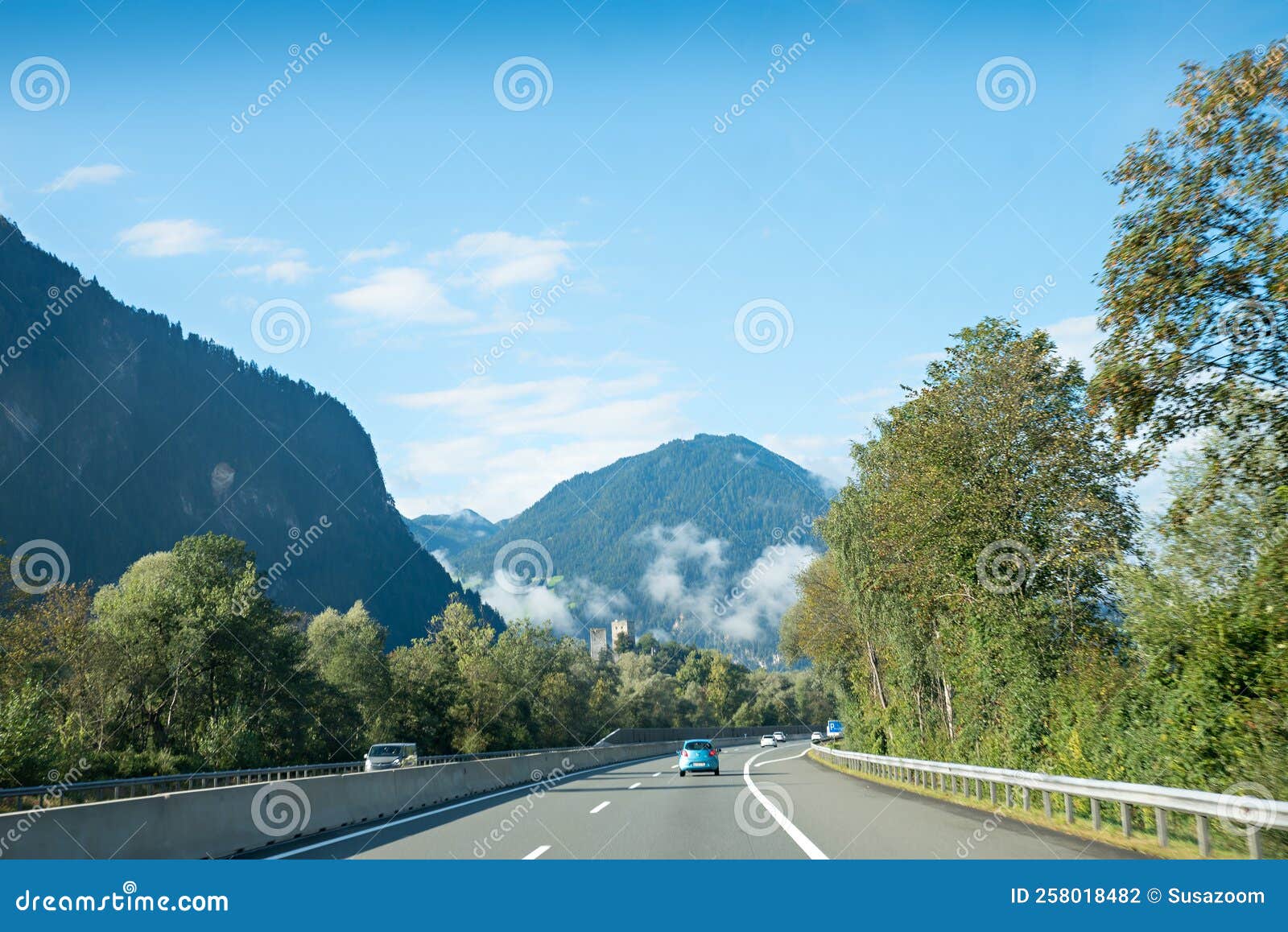 Transit through Austria, Brenner Highway, Inntal Valley Stock Photo ...