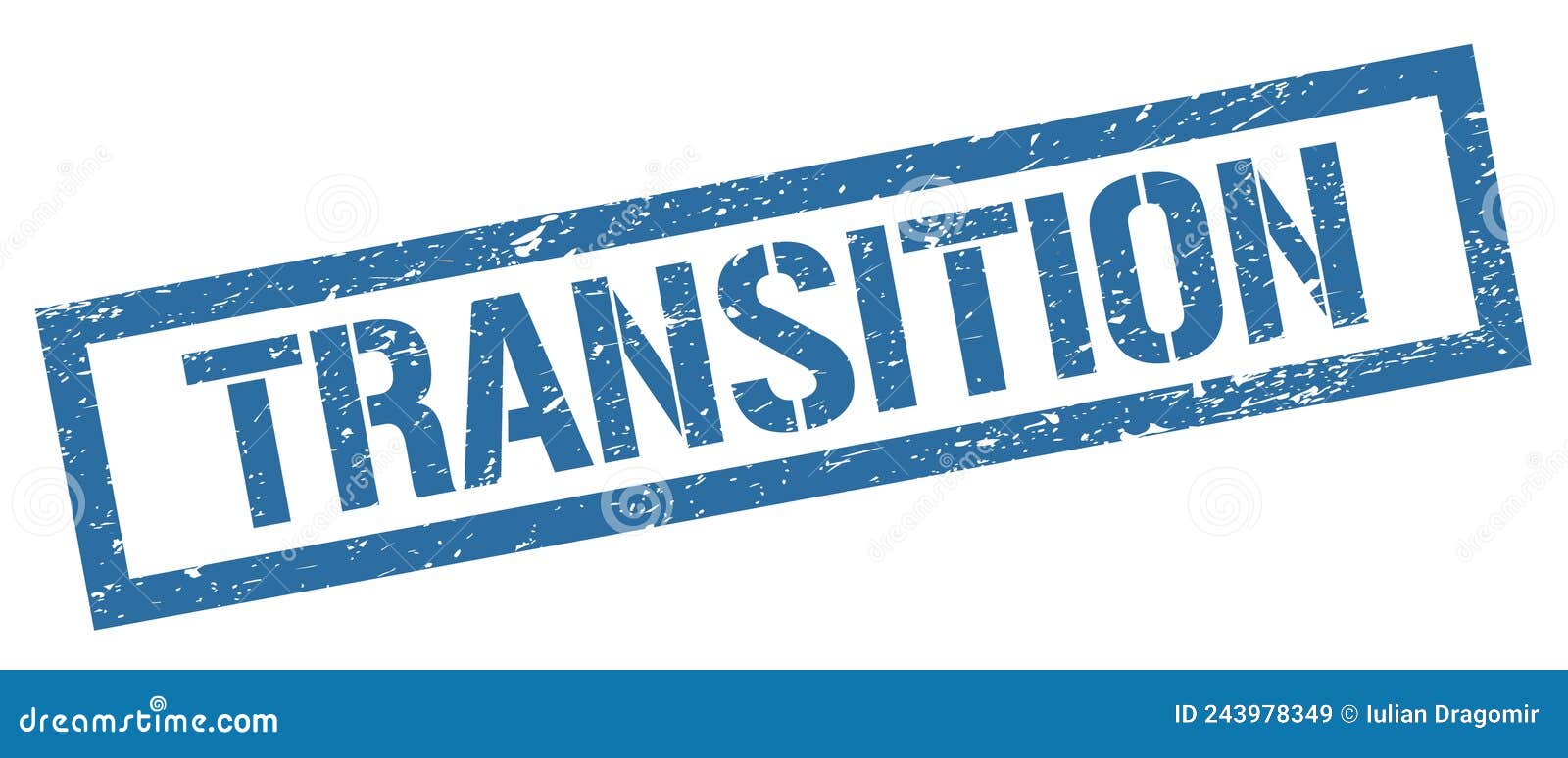 TRANSITION Blue Grungy Rectangle Stamp Stock Illustration ...