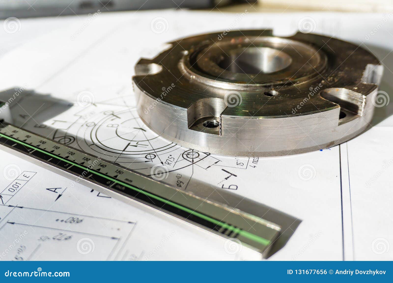 The Transition Flange after Processing Lies on the Technical Drawing ...