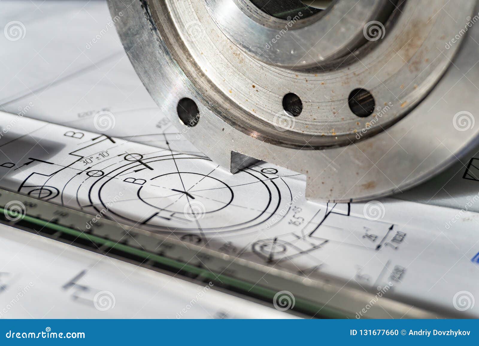 The Transition Flange after Processing Lies on the Technical Drawing ...