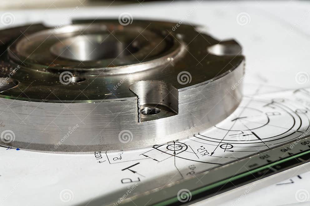 The Transition Flange after Processing Lies on the Technical Drawing ...