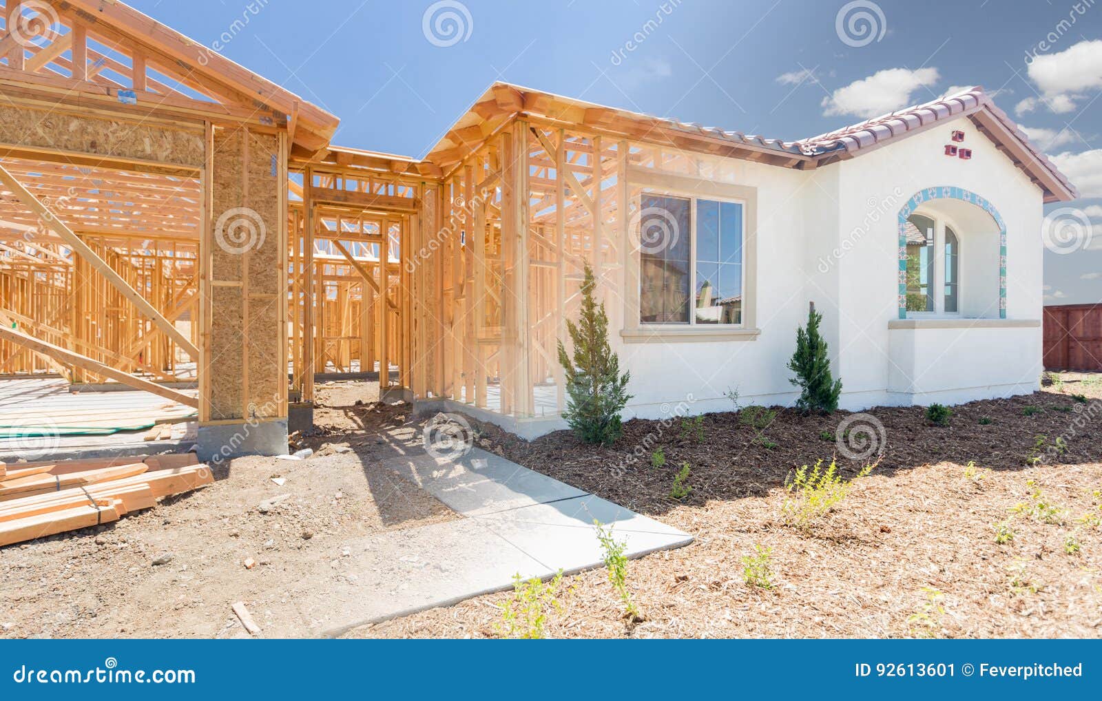 Transition of New Home from Framing To Completion Stock Image - Image ...