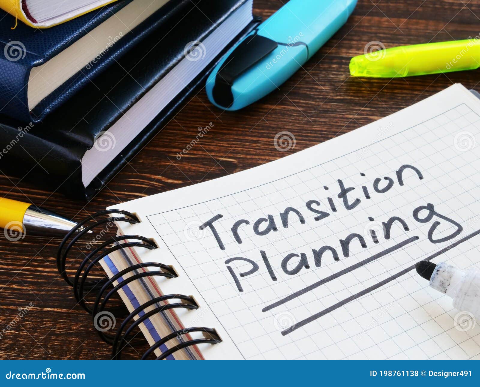 Transition Planning. Handwritten Note in a Notebook. Stock Photo ...