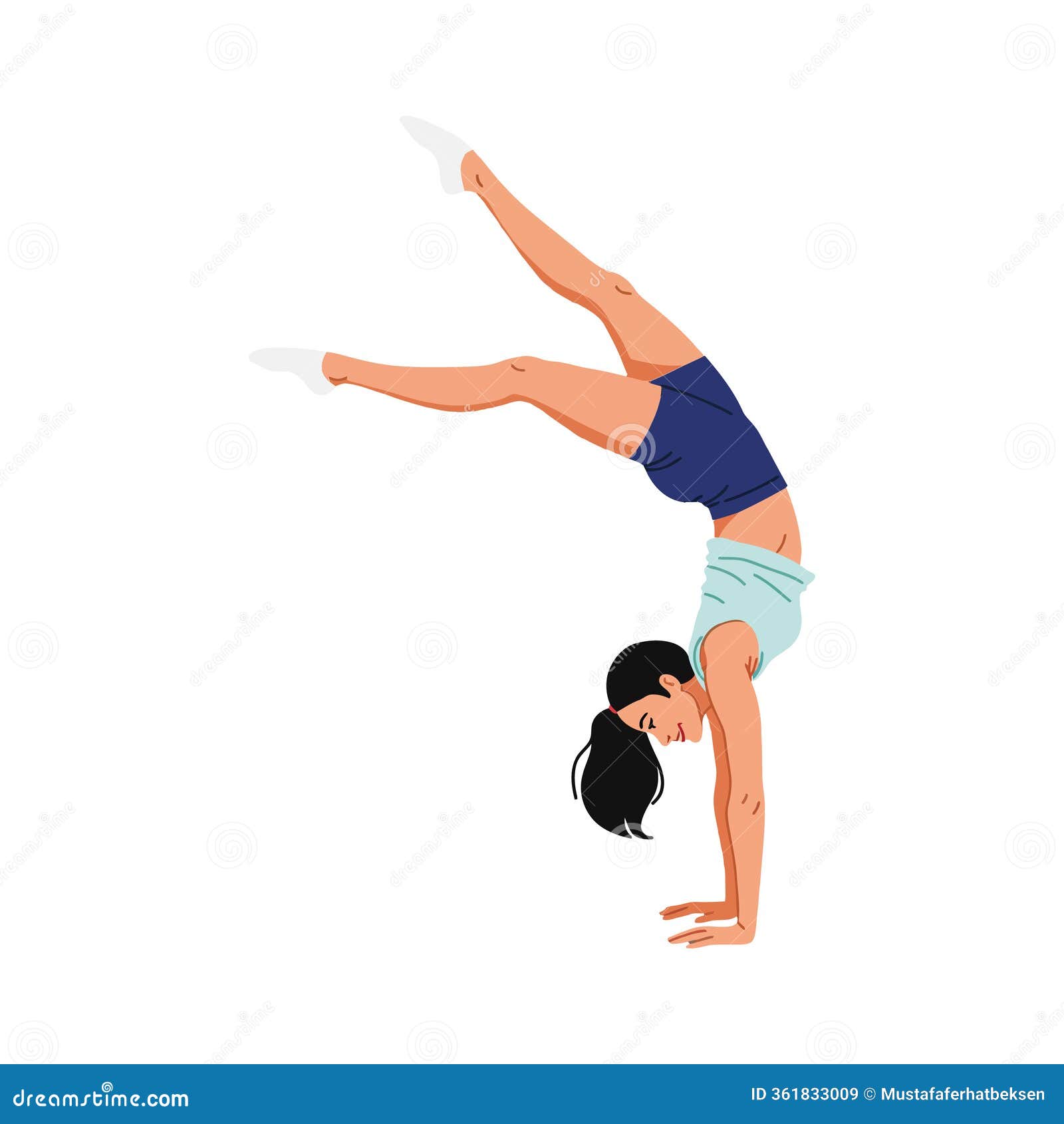 Woman Performing a Handstand in Flat Vector Illustration Style Stock ...