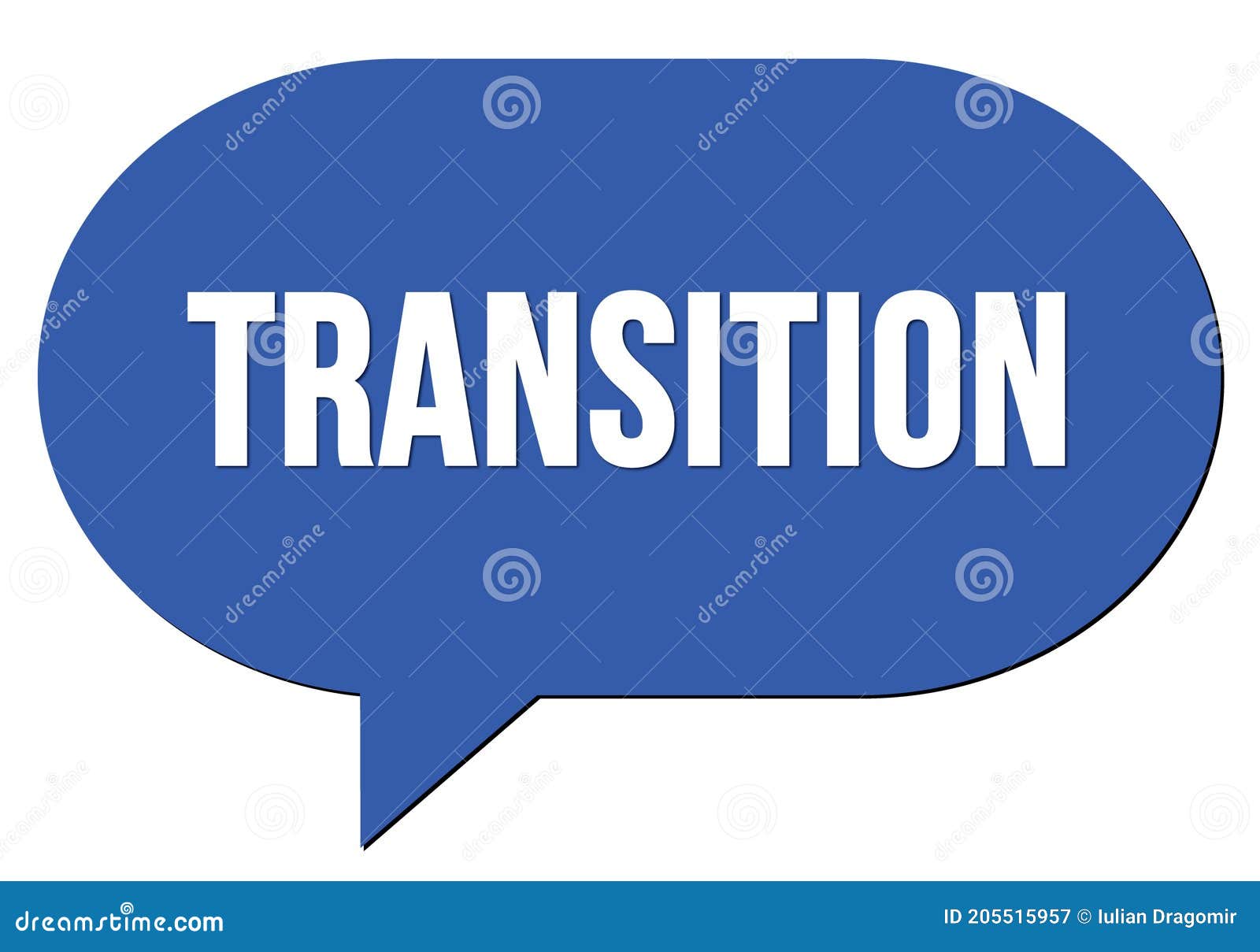 TRANSITION Text Written in a Blue Speech Bubble Stock Illustration ...