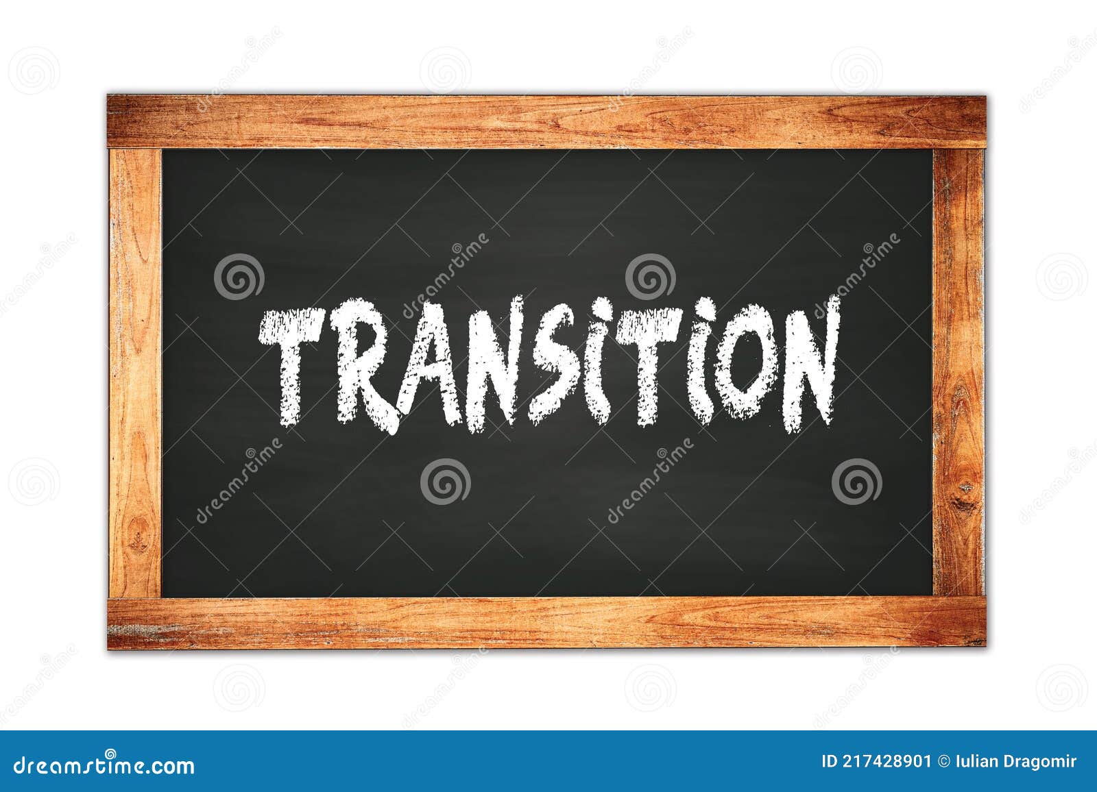 TRANSITION Text Written on Wooden Frame School Blackboard Stock Image ...
