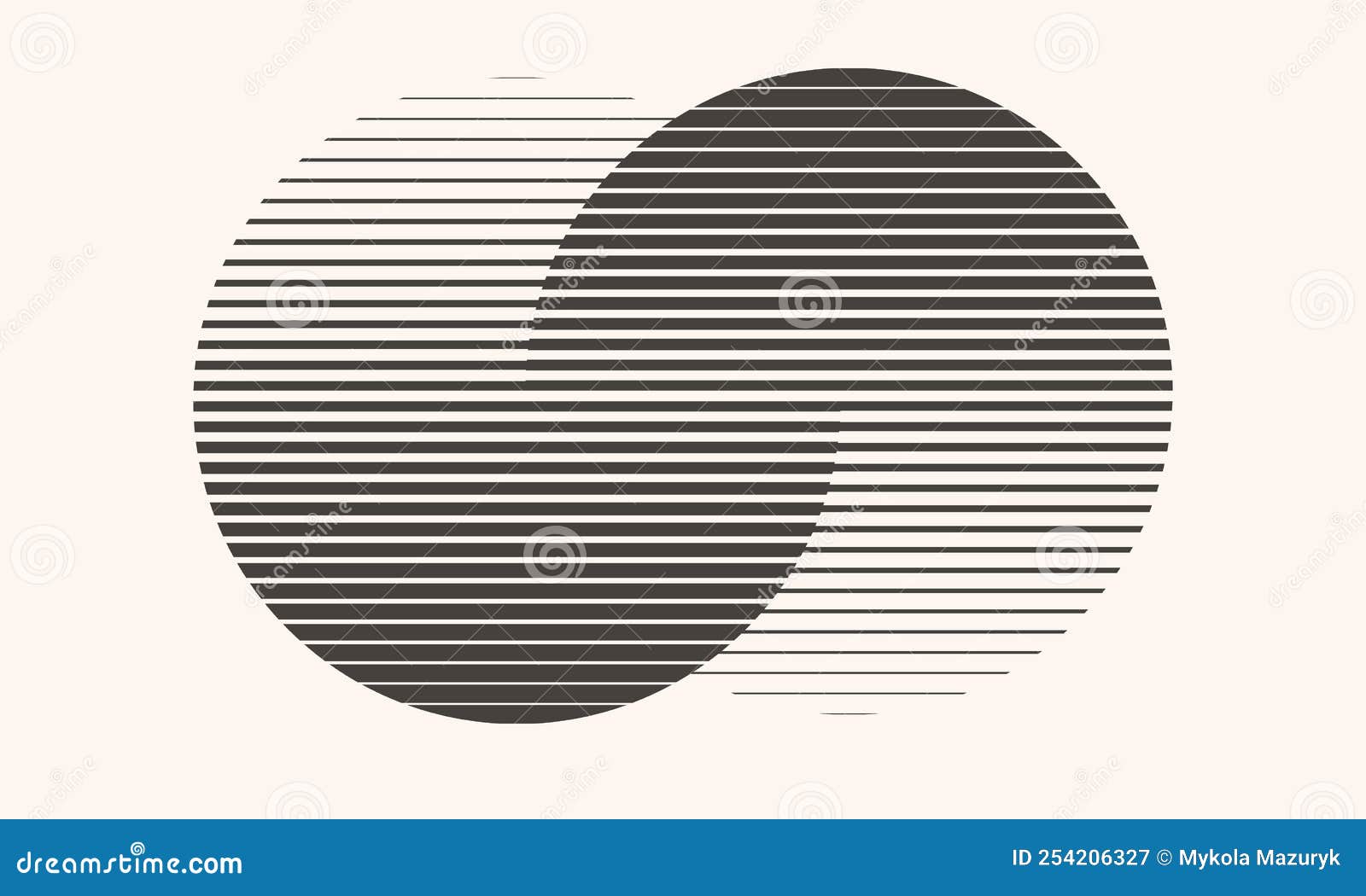 Transition in Two Circles with Parallel Lines. Abstract Art Geometric ...
