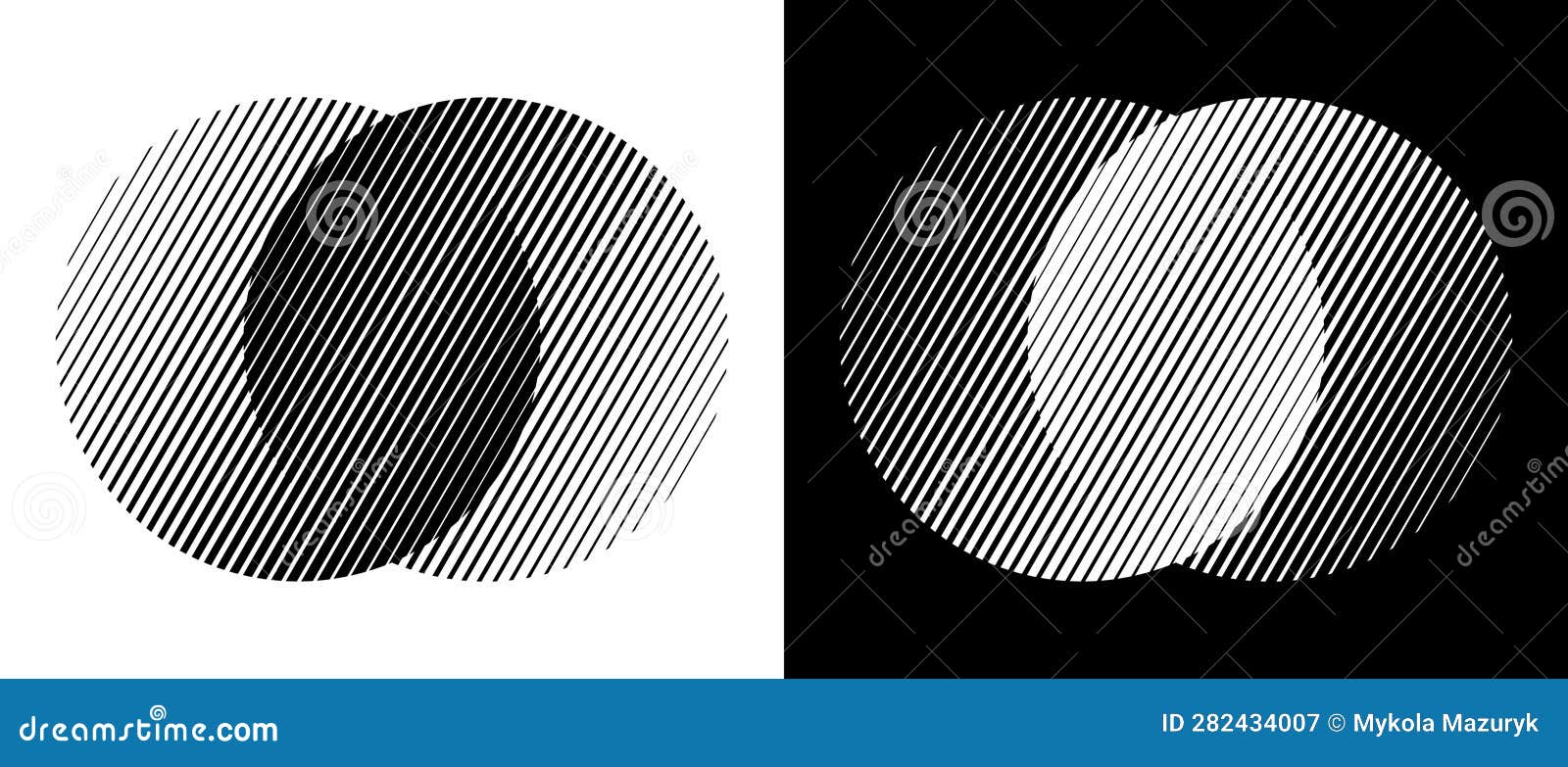 Transition in Two Circles with Parallel Lines. Abstract Art Geometric ...