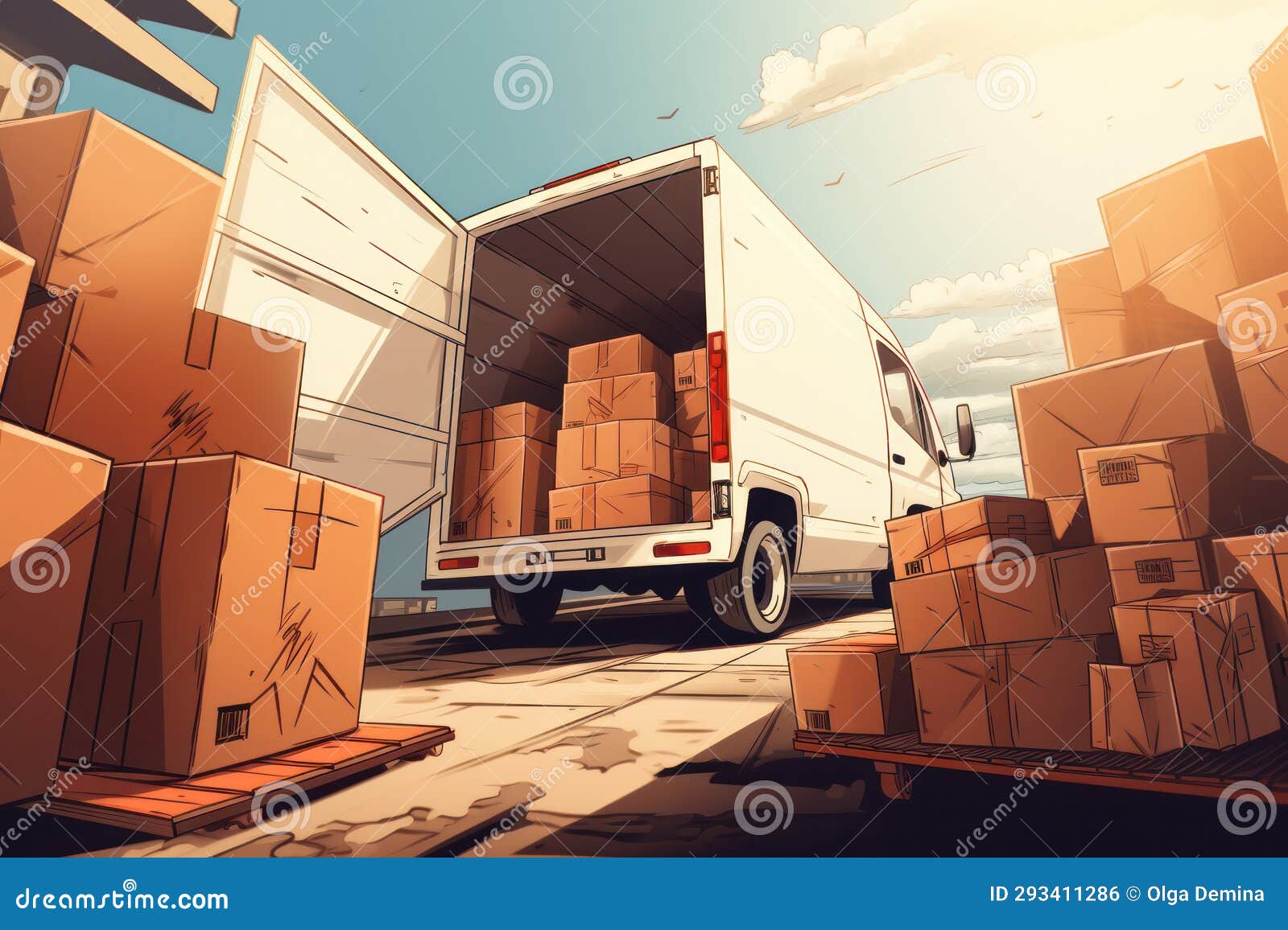 Transition on Wheels: Moving Van Displays Boxes for a Home Relocation ...
