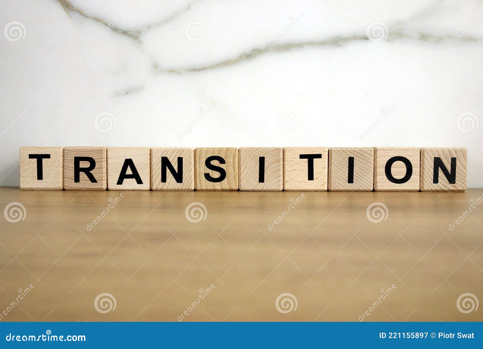 Word Transition From Wooden Blocks On Desk Royalty-Free Stock ...