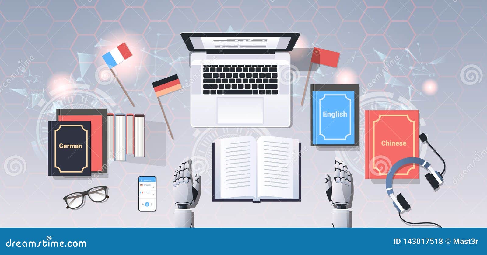 Translate Bot at Workplace Modern Robot Translating Text Document ...