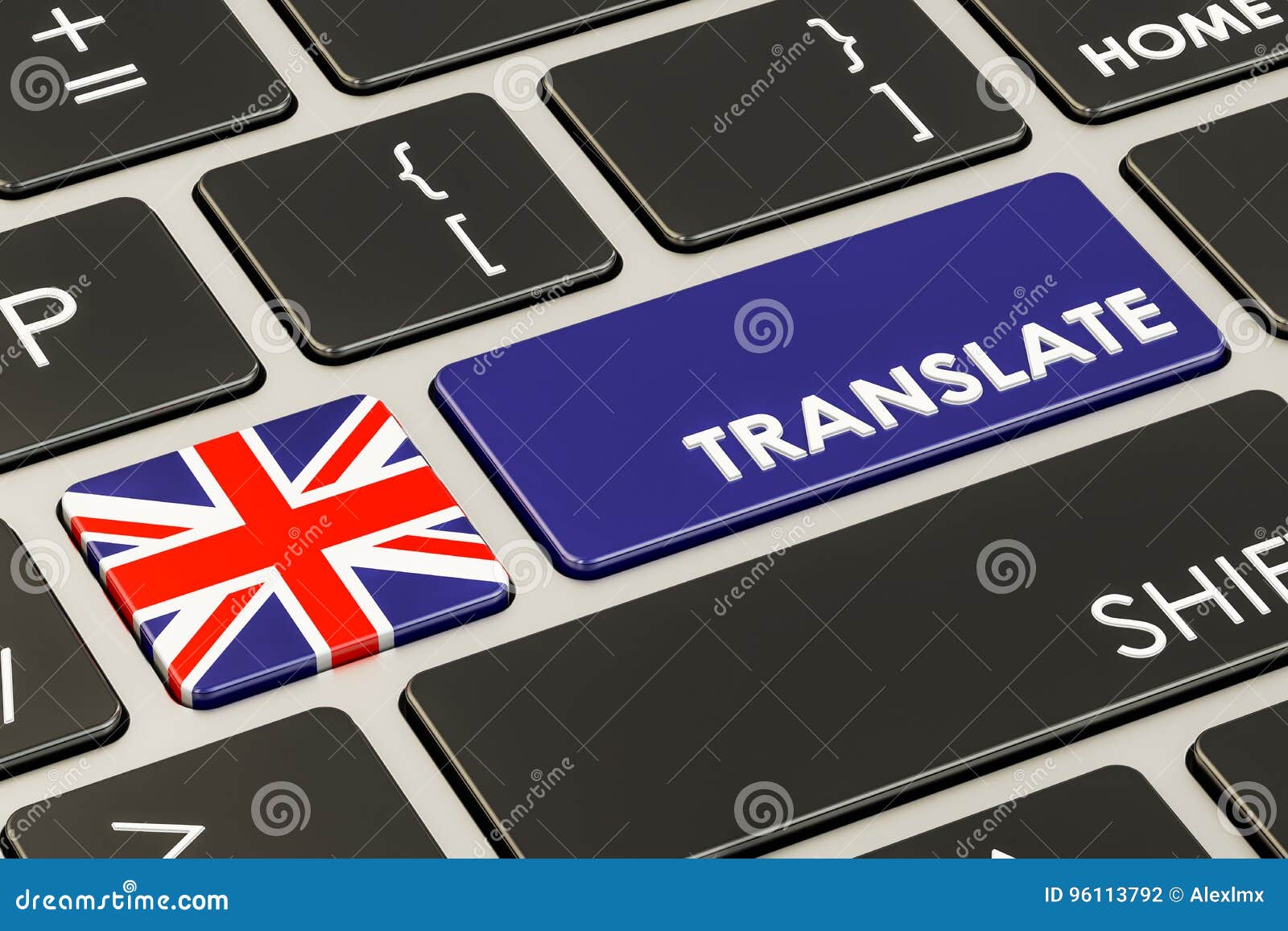 Translate Concept on Keyboard with British Flag, 3D Rendering Stock ...