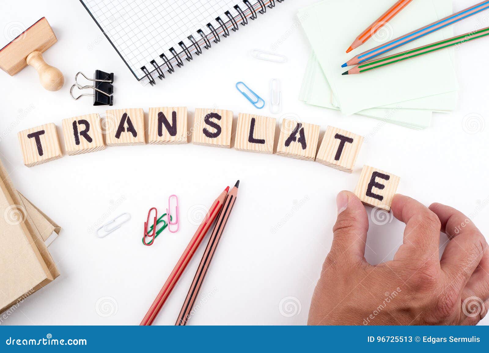 Translate Concept. Wooden Letters on a White Background Stock Image ...