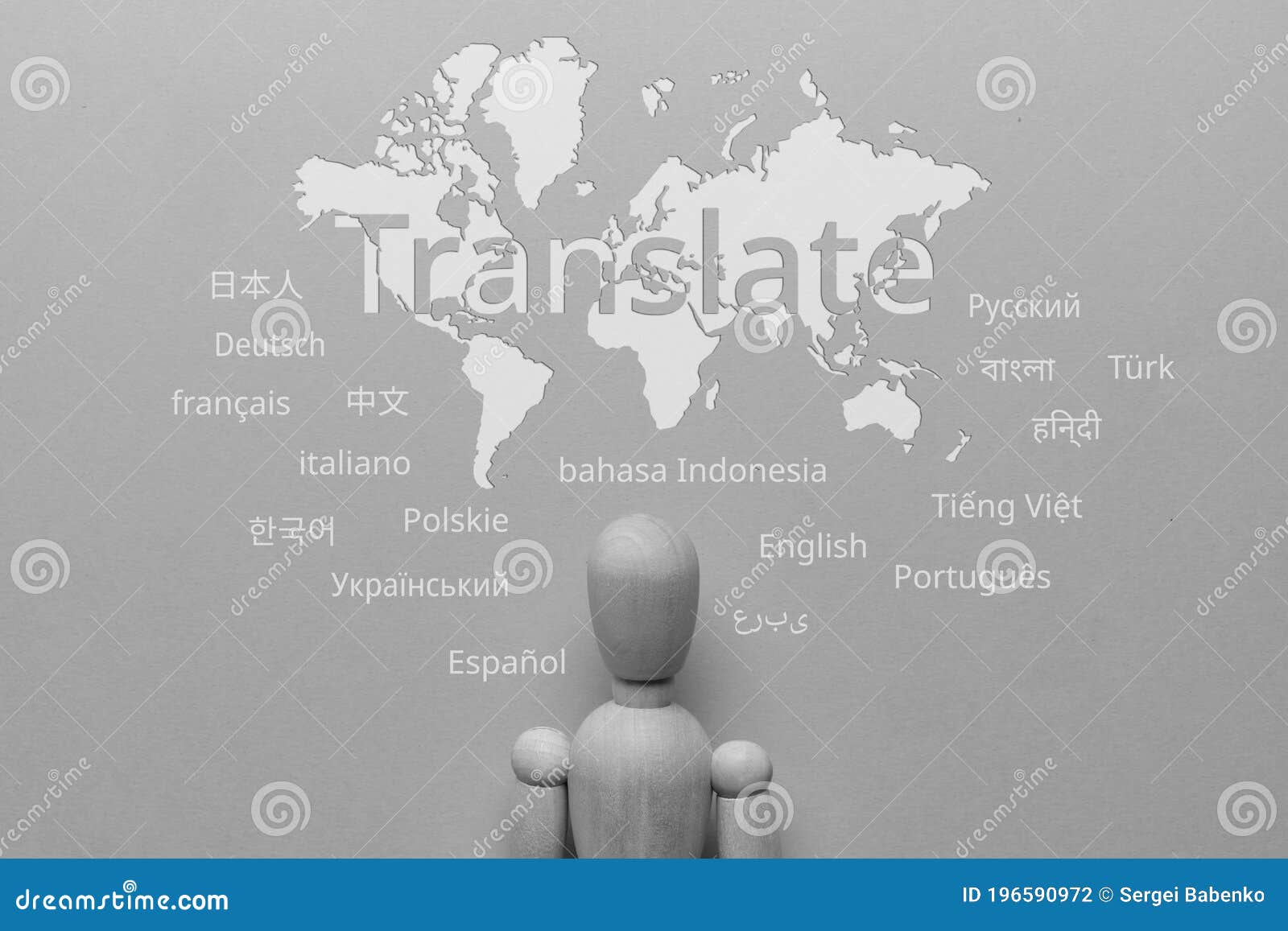 Translate from Different Languages on an Abstract World Map Stock Photo ...