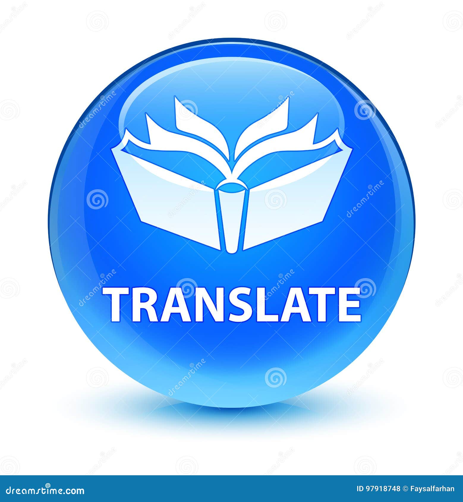 Translate Glassy Cyan Blue Round Button Stock Illustration ...