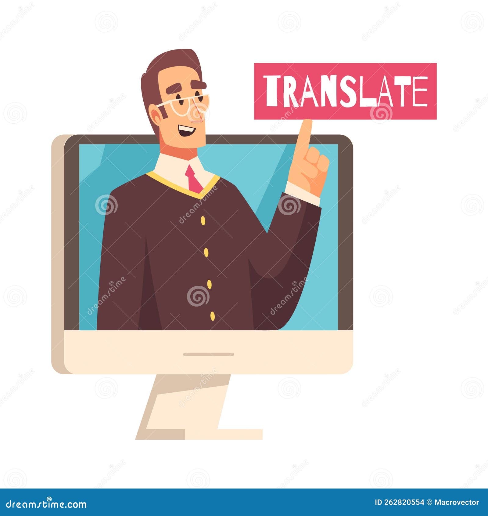 Translate Tutor Computer Composition Stock Vector - Illustration of ...