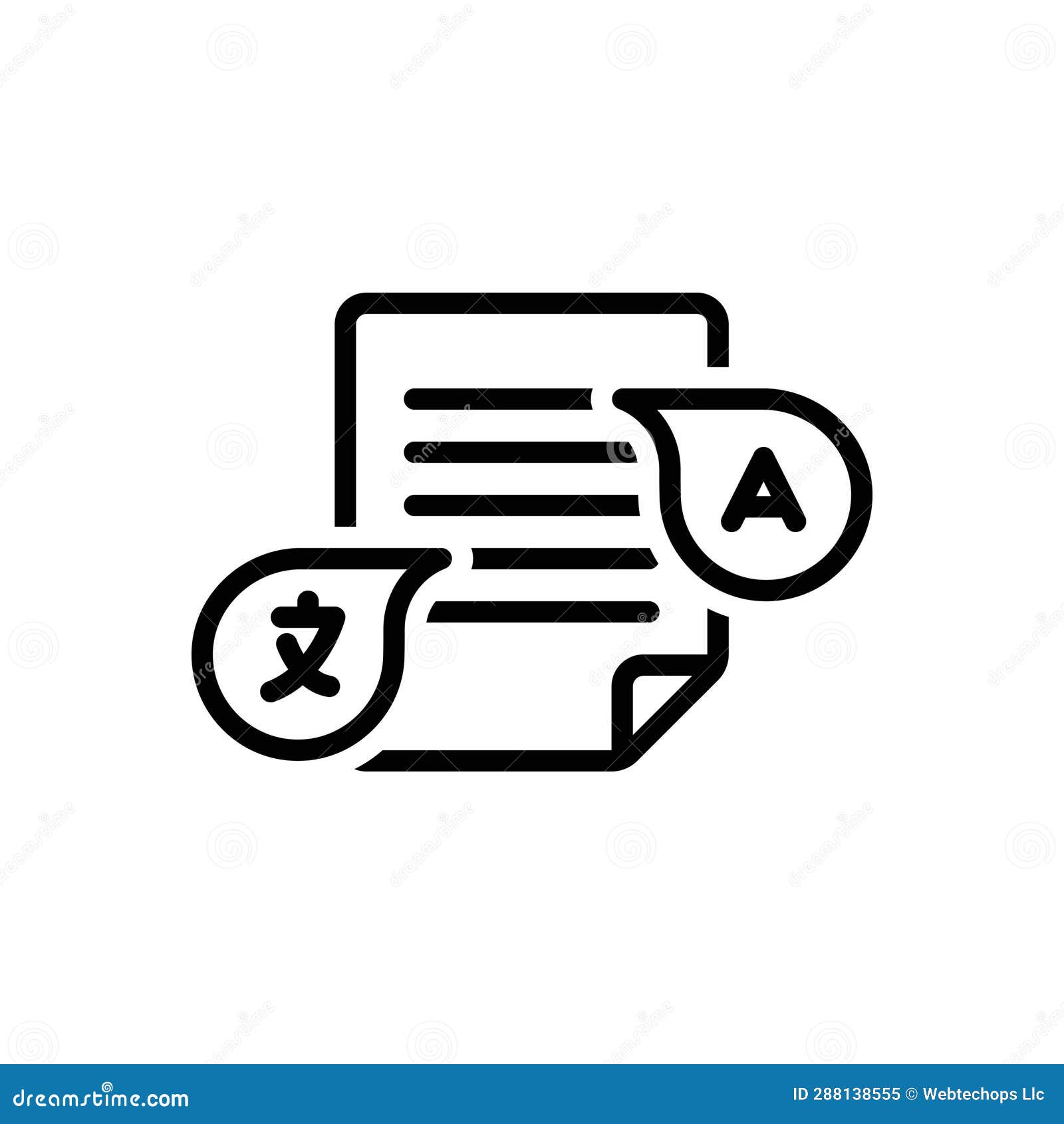 Black Line Icon for Translated, Render and Word Stock Vector ...