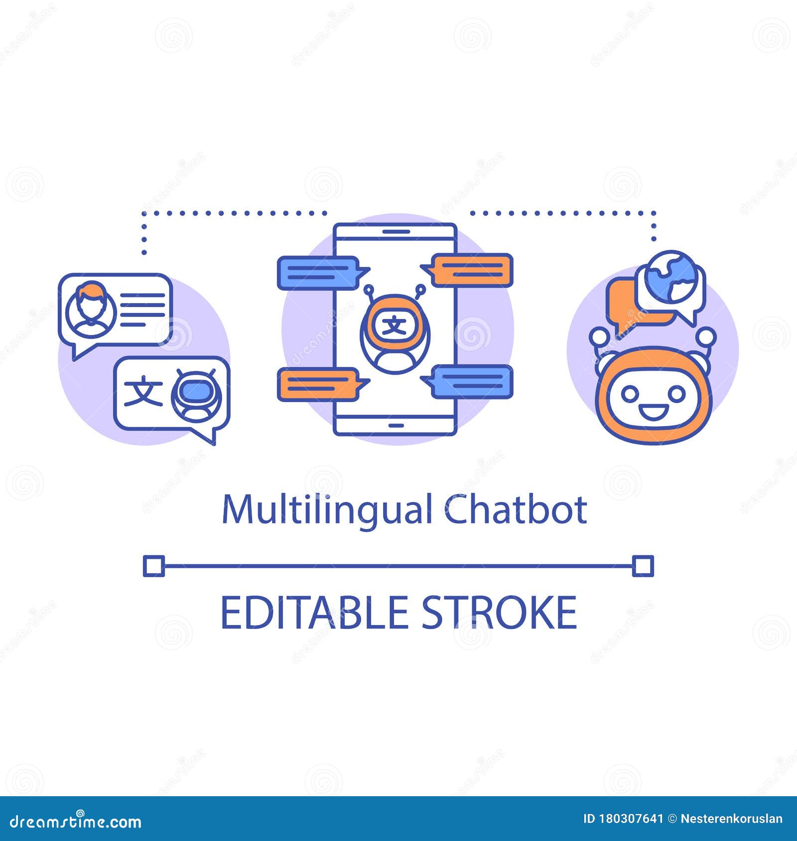 Translation Services Concept Icon. Multilingual Machine Chatbot Idea ...
